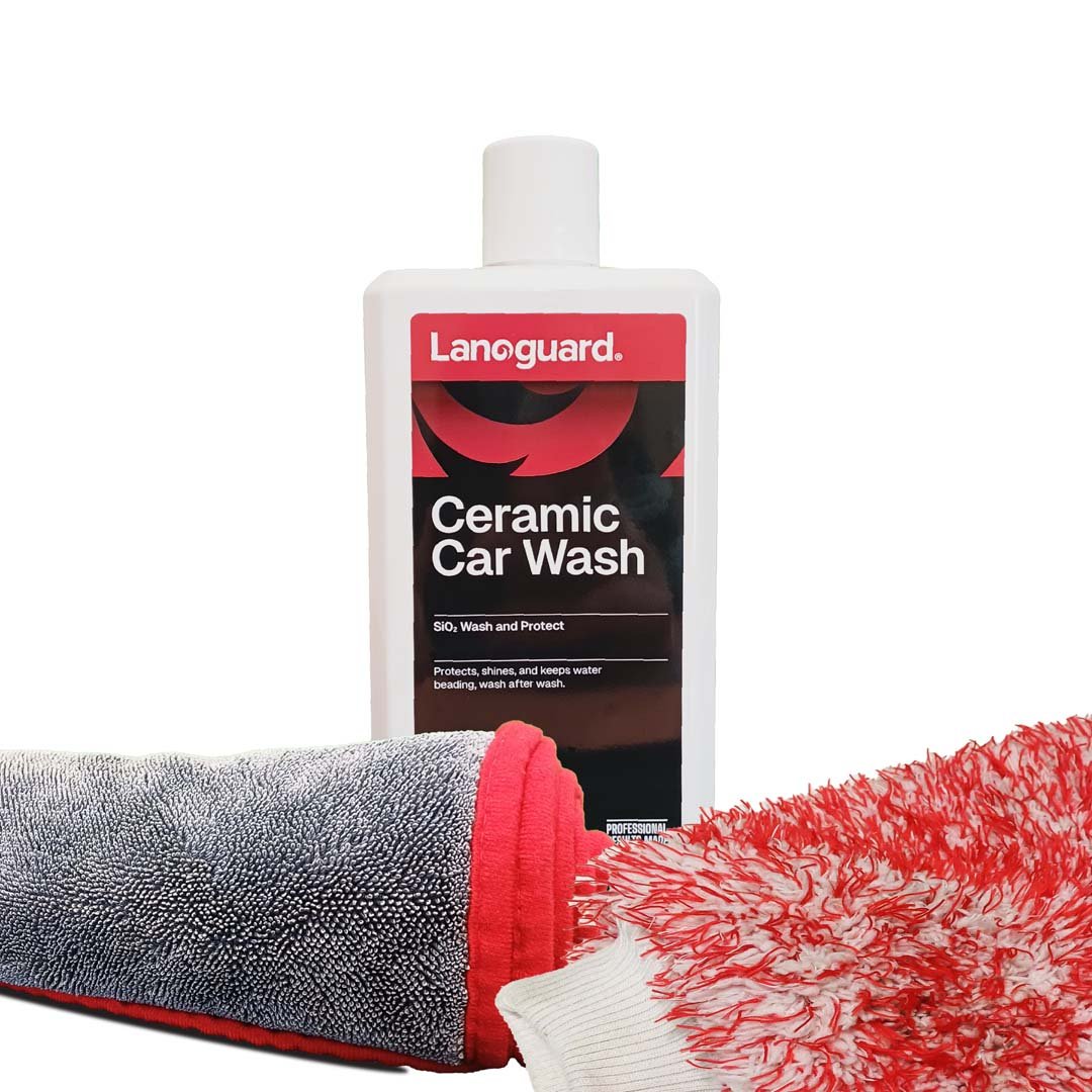 Lanoguard DIY Ceramic Car Shampoo Wash, Cloth & Mitt Bundle